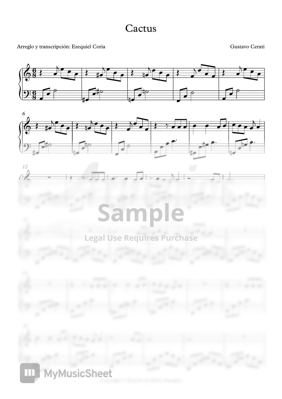 Gustavo Cerati - Cactus Partitura by Ezequiel Coria