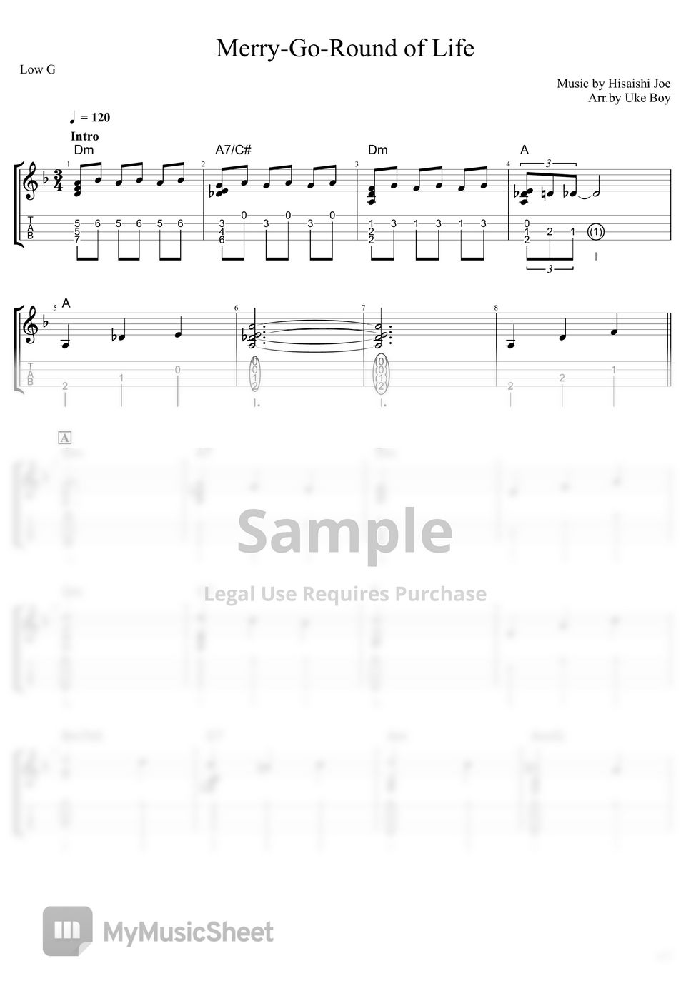 히사이시 조 인생의 회전목마 하울의 움직이는 성 Ost Partitura By 우쿨소년