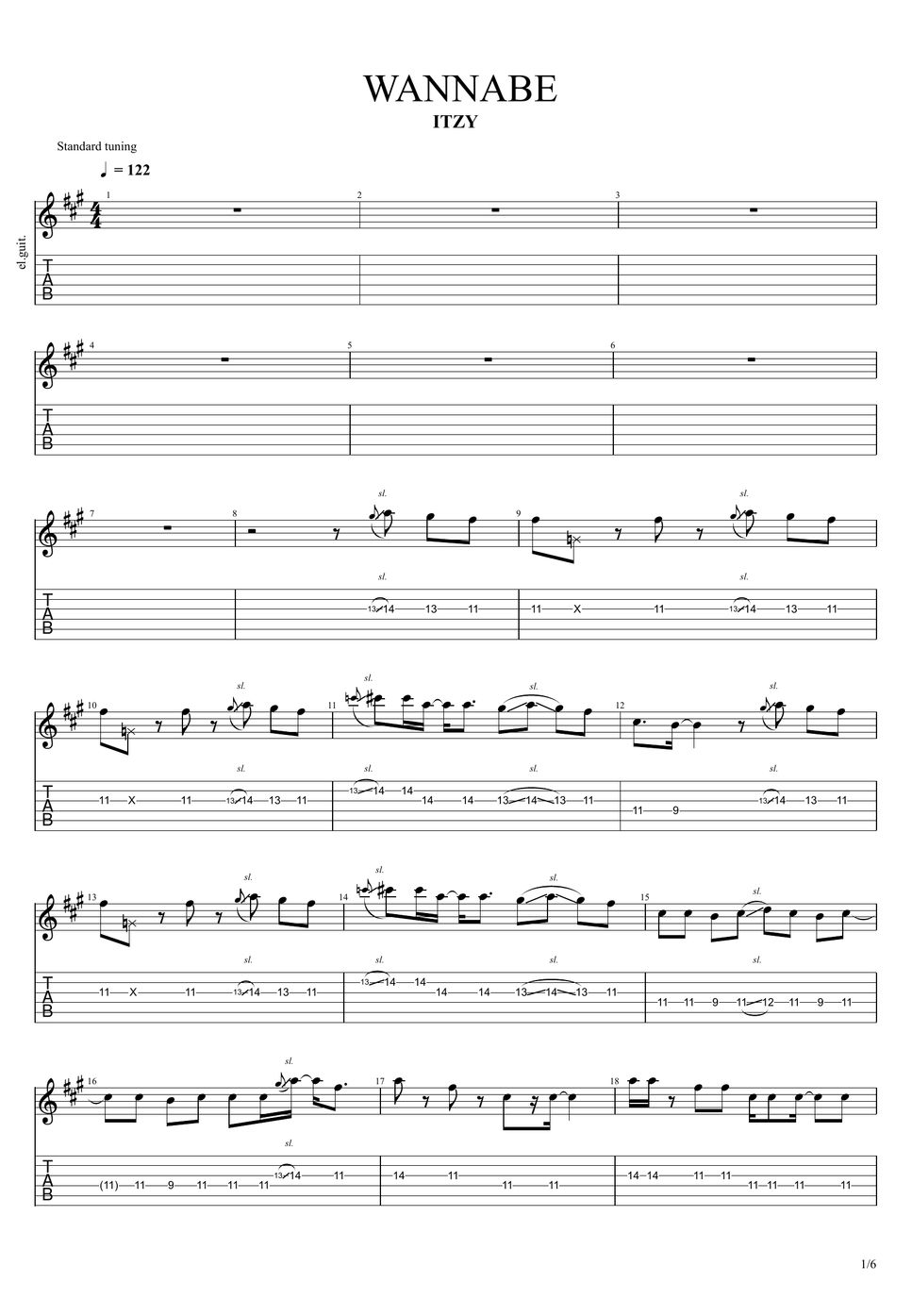 ITZY - WANNABE Electric Guitar Cover TAB by Hyeon
