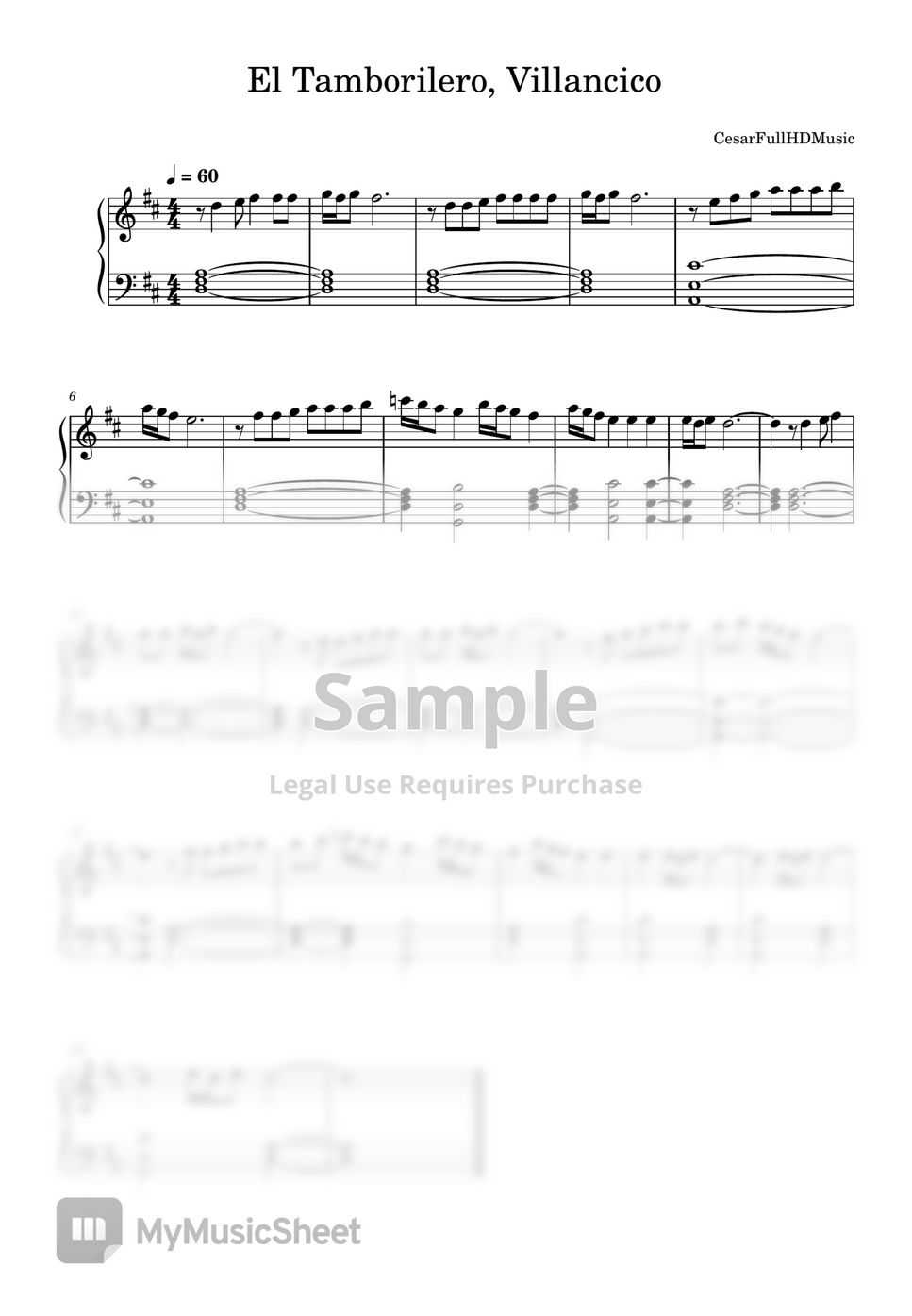 Villancicos - El Tamborilero Lembar Musik