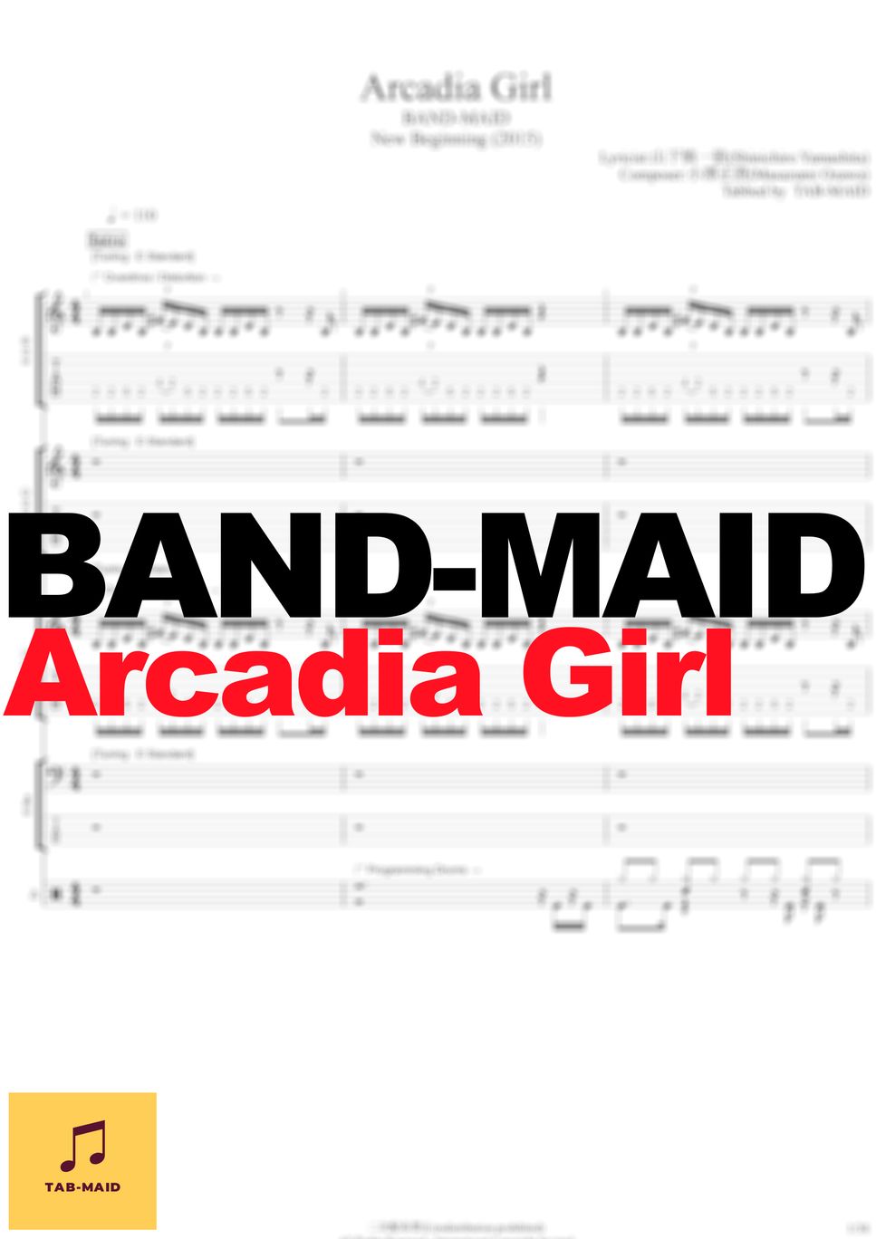 BAND-MAID - Arcadia Girl (TAB / タブ譜 / バンドスコア) Tab + 1staff by TAB-MAID