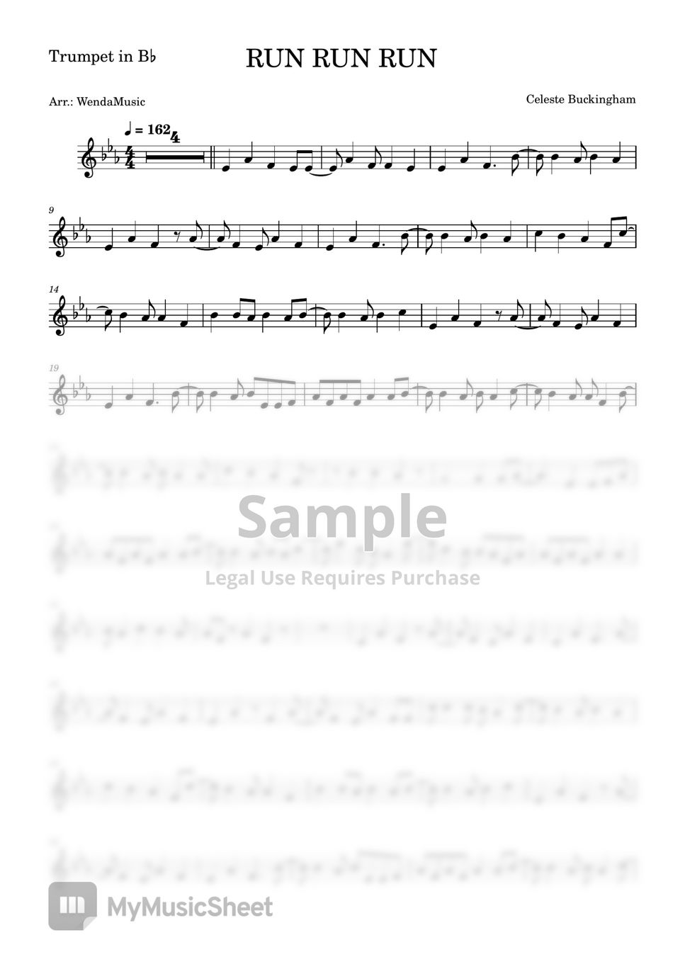 Celeste Buckingham - Run Run Run (Trumpet in Bb/Cc) Sheets by WendaMusic
