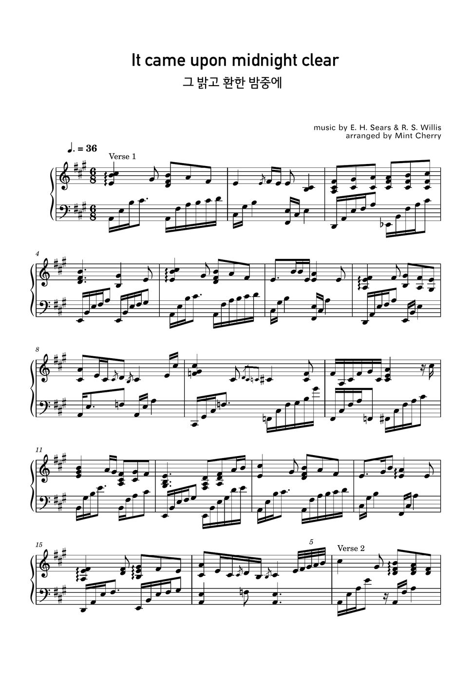 Christmas Carol - It came upon midnight clear Sheet by Mint Cherry