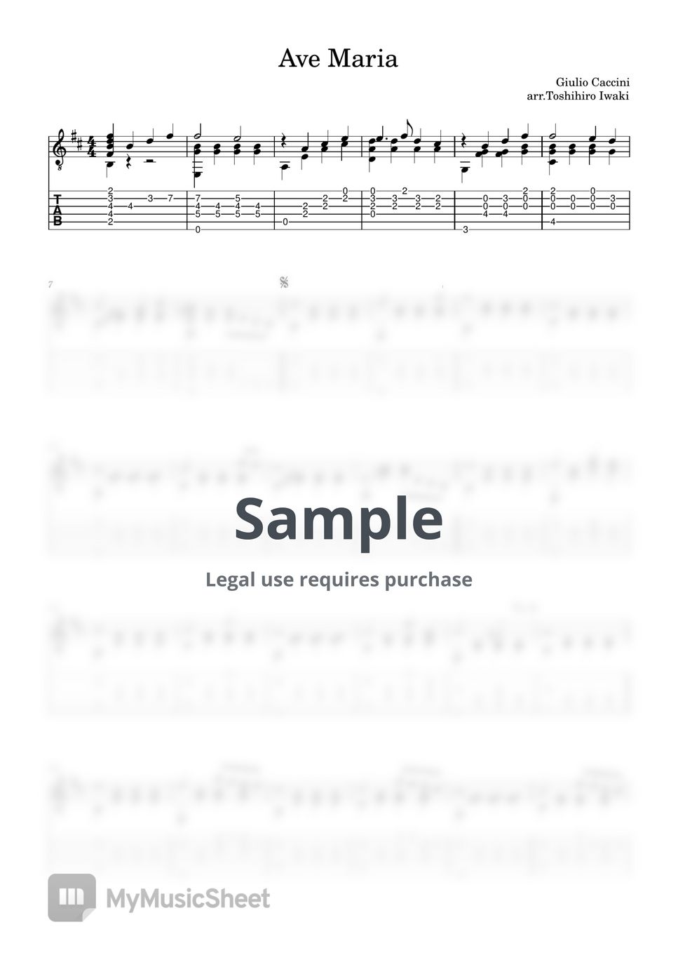 Giulio Caccini - Ave Maria Tab + 1staff by Toshihiro Iwaki