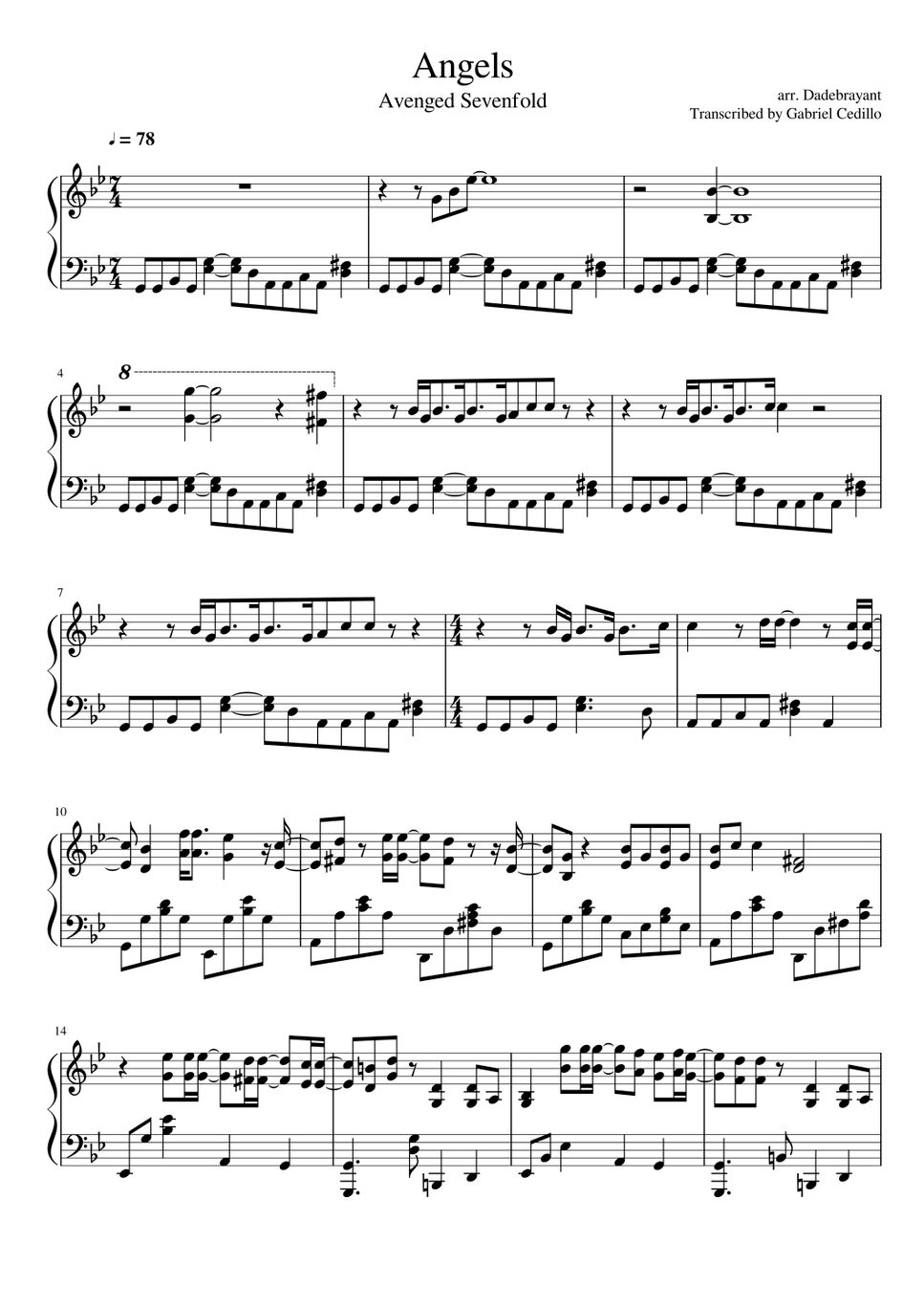 Avenged Sevenfold - Angels Sheets by Dadebrayant