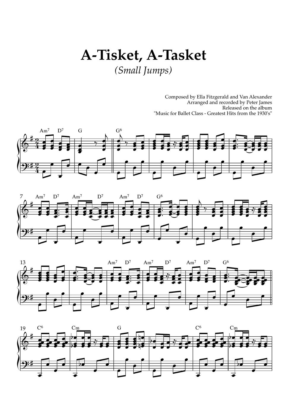 Ella Fitzgerald - A-Tisket, A-Tasket (Small Jumps) Sheet by Peter James