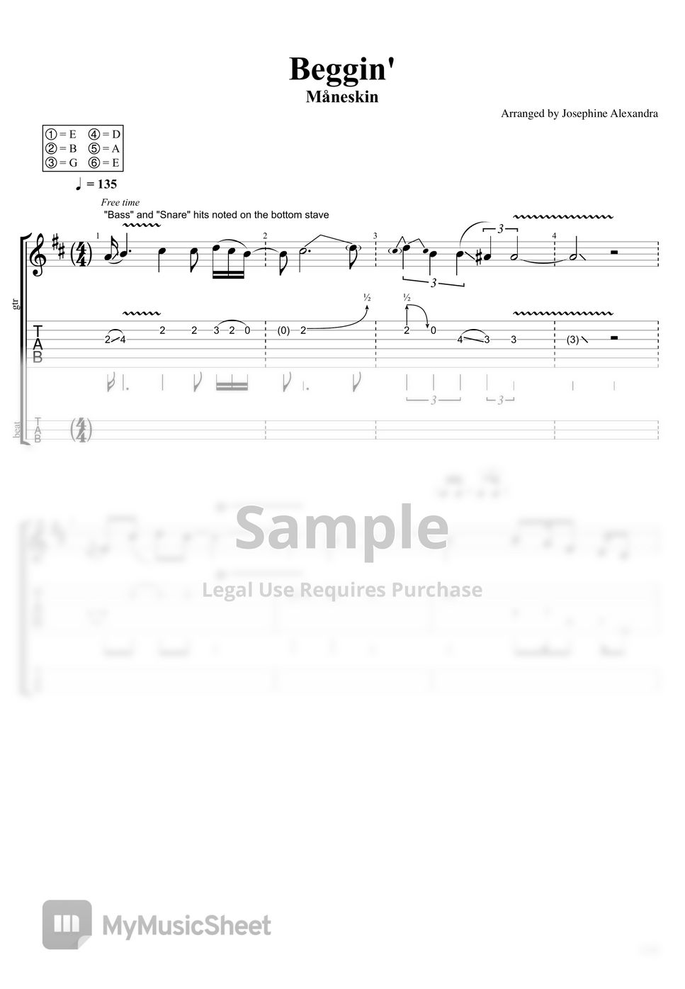 Måneskin - Beggin' TAB by Josephine Alexandra