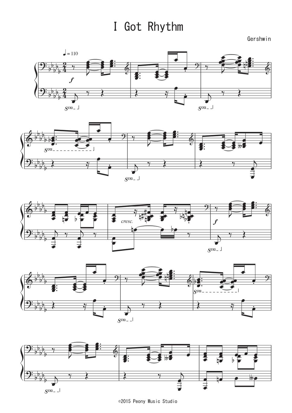 ガーシュイン - I Got Rhythm 楽譜 by Peony