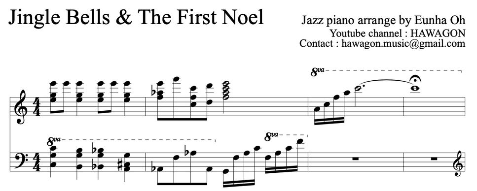 캐롤 - Jingle Bells & The First Noel (Jazz Piano Arrangement) Partition ...