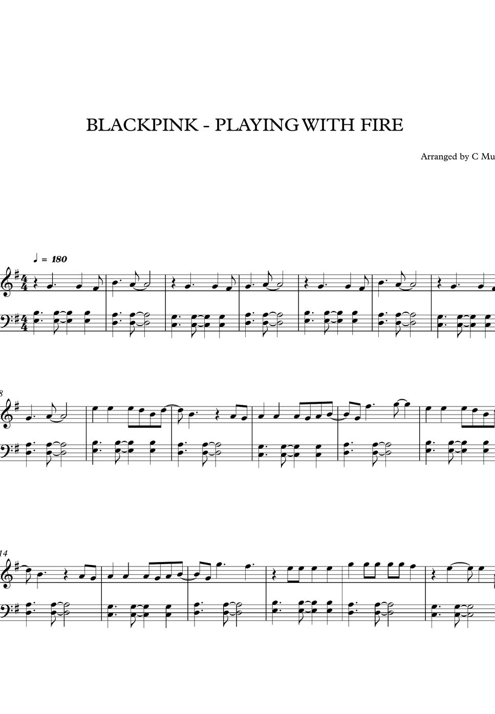 Blackpink - Playing With Fire (Easy Version) Hoja by C Music