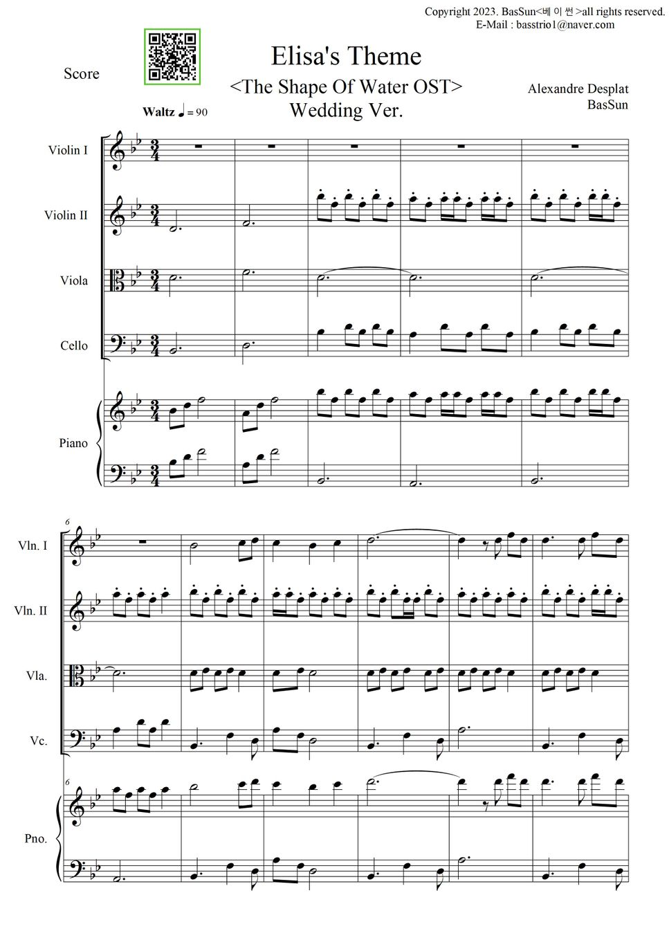 Alexandre Desplat - Elisa's Theme (Classic Piano Quartet / Arrangement ...