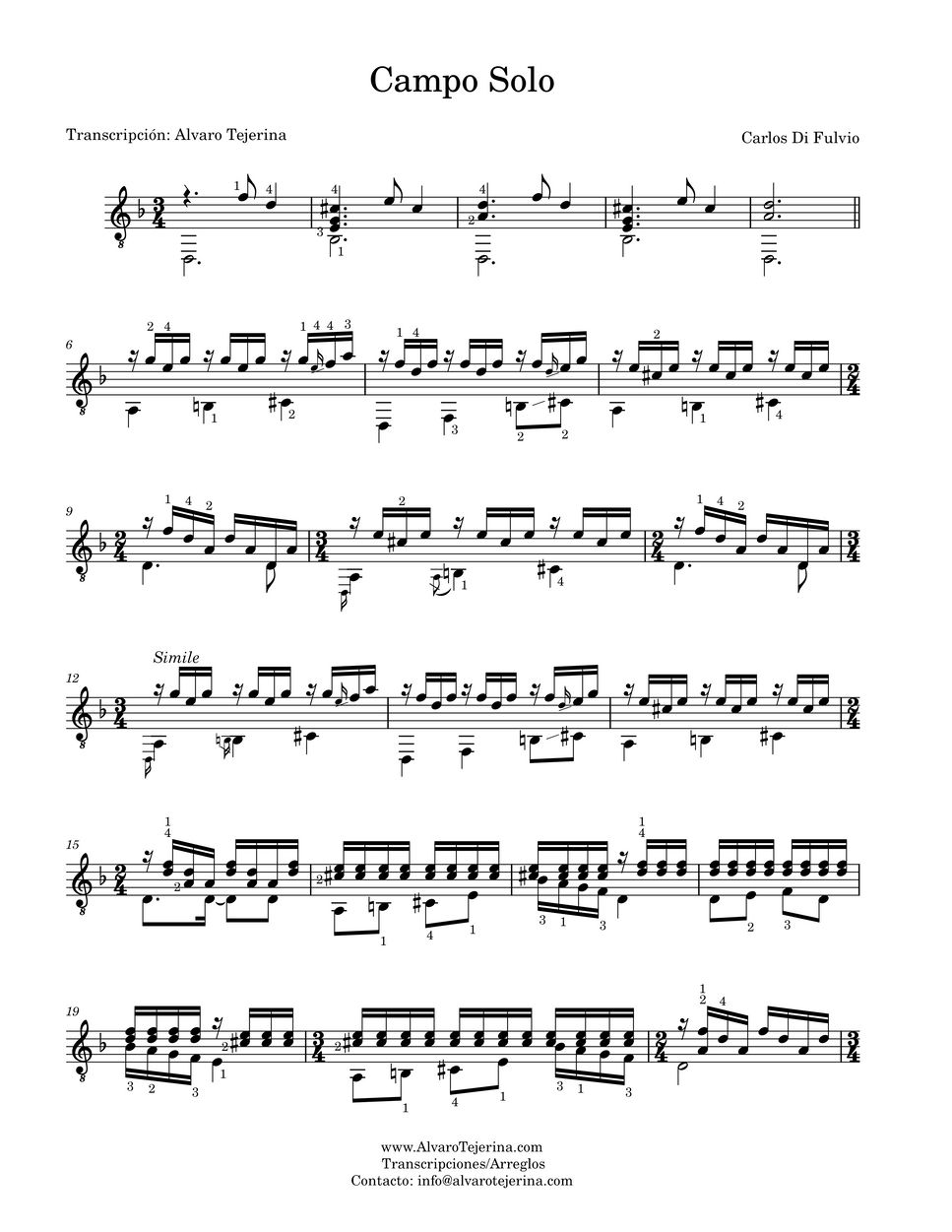 Campo Solo (Transcripción de la obra Campo Solo de Carlos Di Fulvio ...