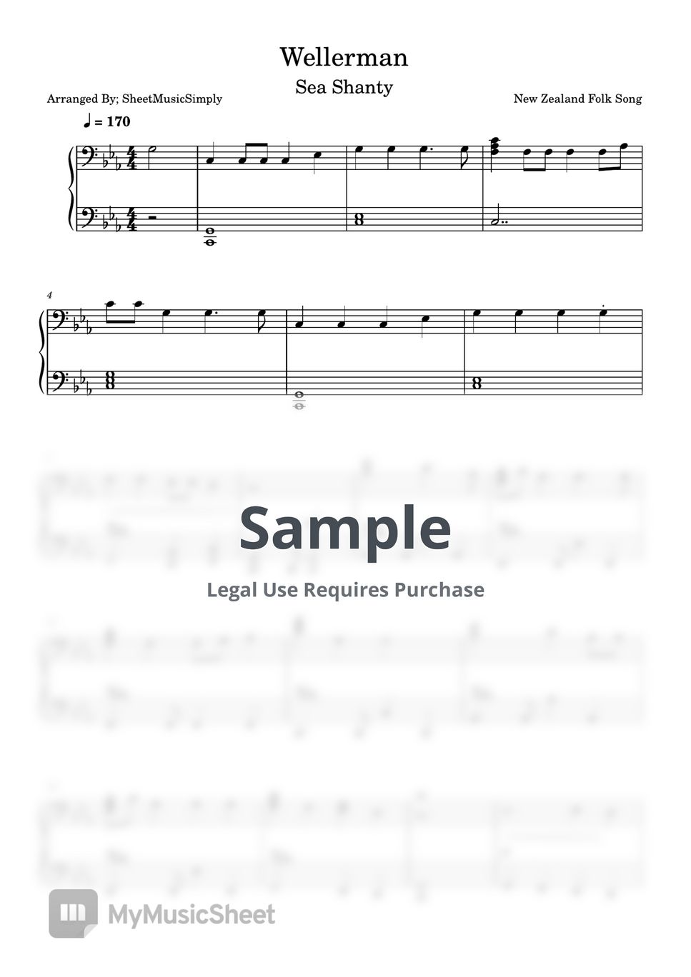 Folk Song - Wellerman - Sea Shanty Sheets by SheetMusicSimply