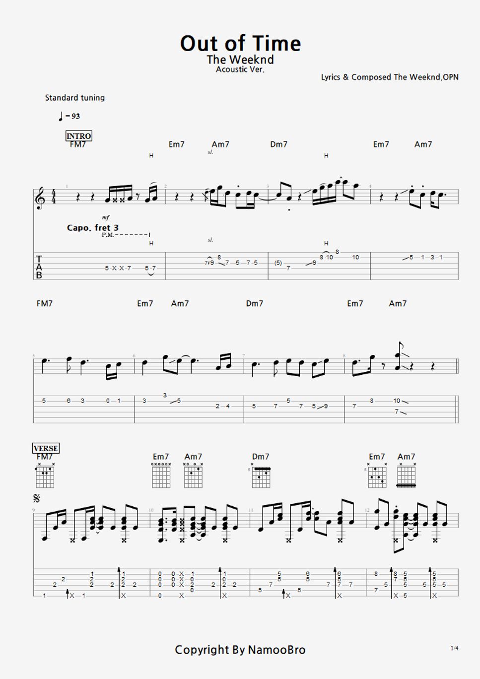 The Weeknd - Out of Time TAB by NamooBro