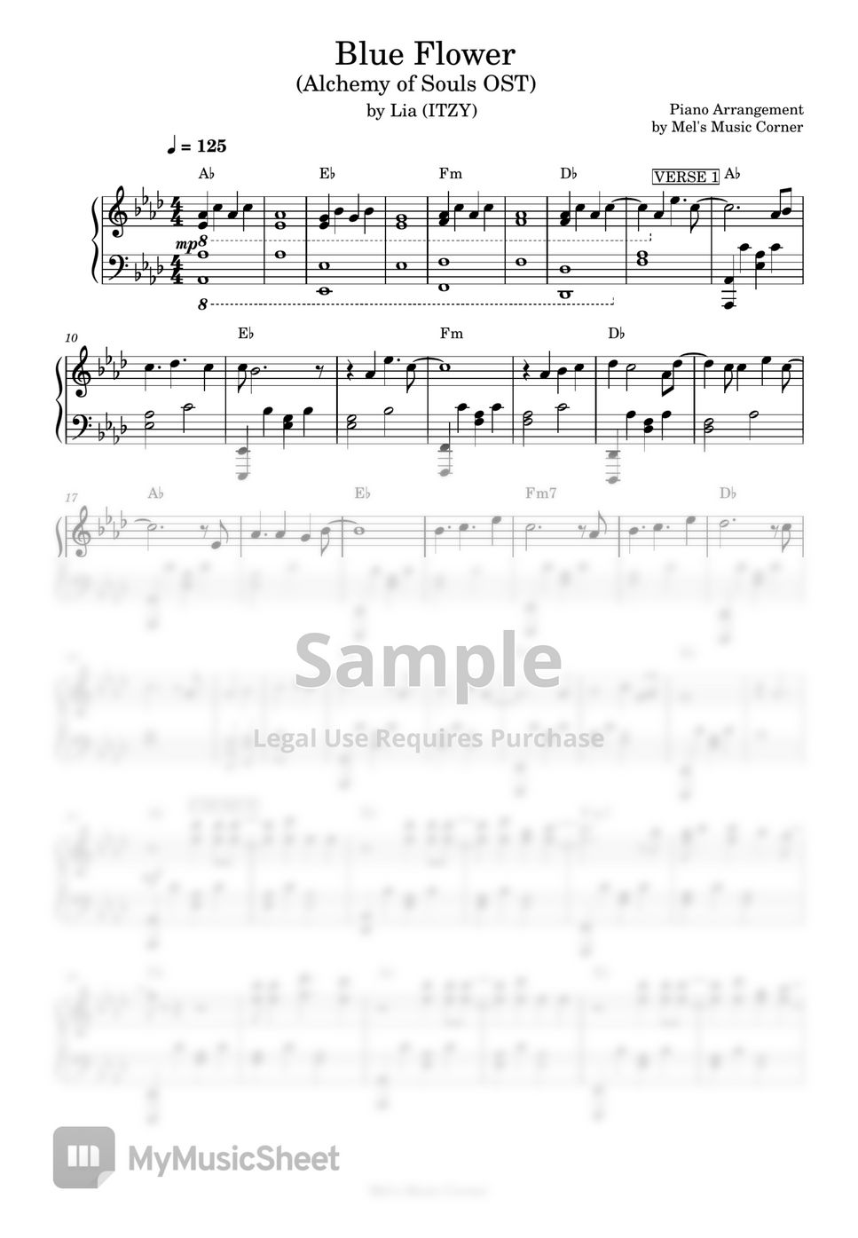 Lia (ITZY) - Blue Flower (Alchemy of Souls OST) piano sheet music ...