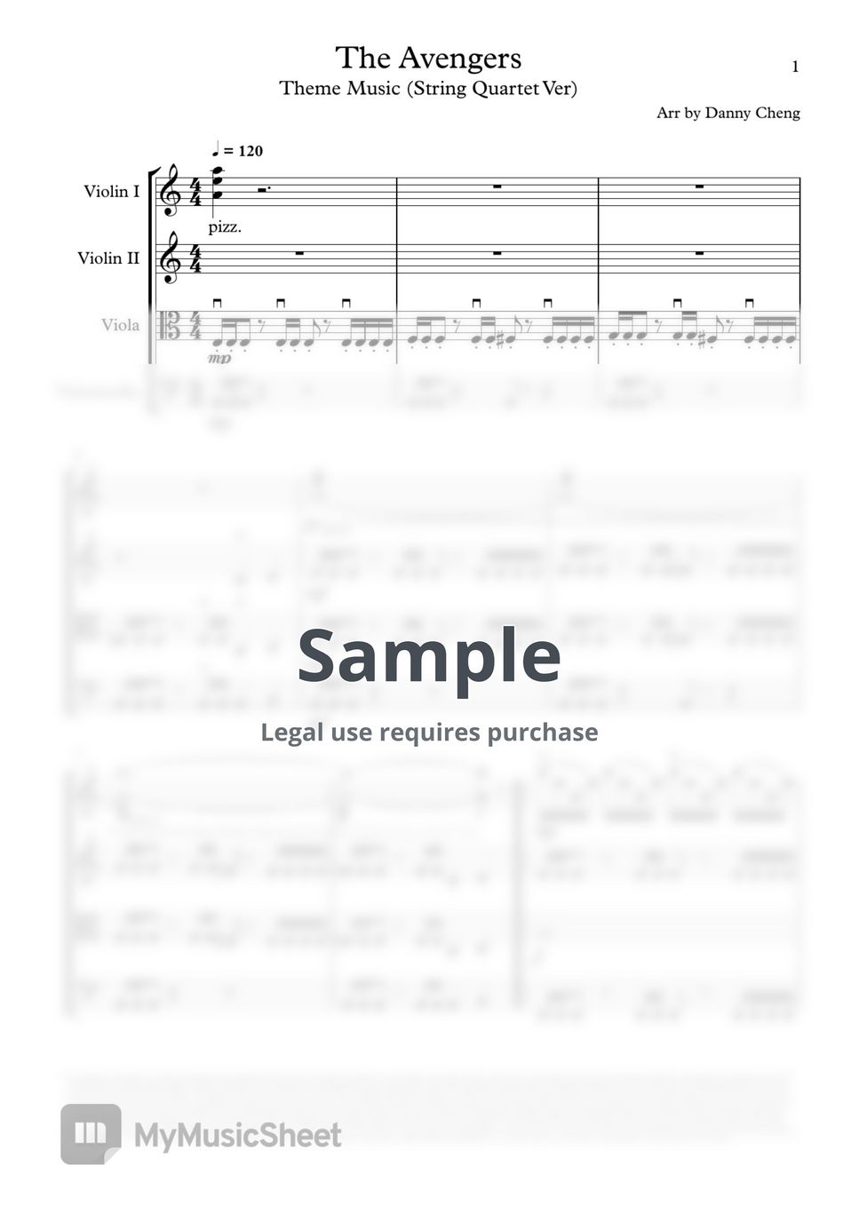Alan Silvestri - The Avengers Theme (String Quartet) Sheets by Danny Cheng