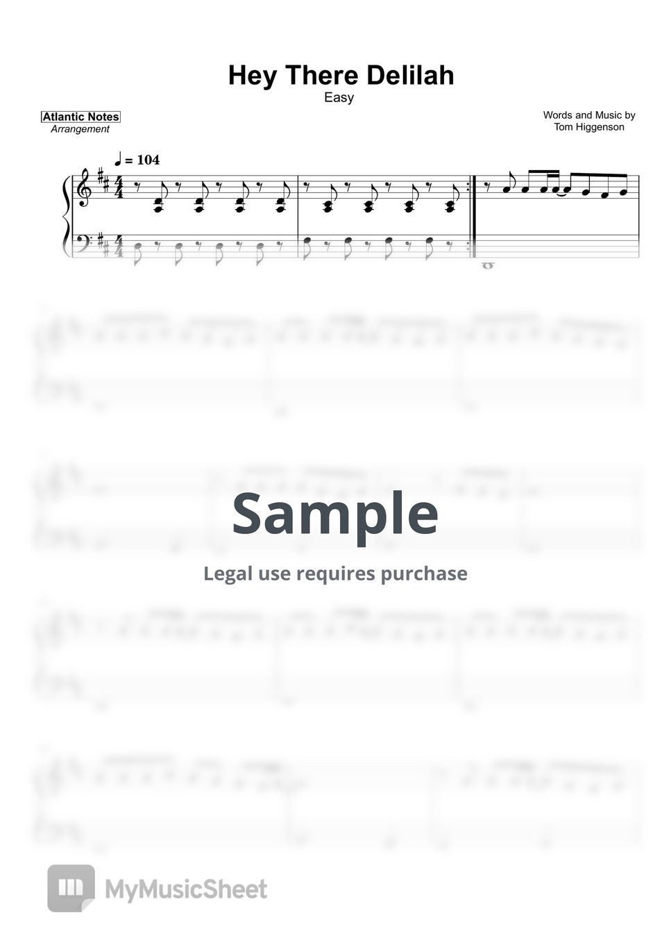 Plain White T's - Hey There Delilah Sheets by Atlantic Notes