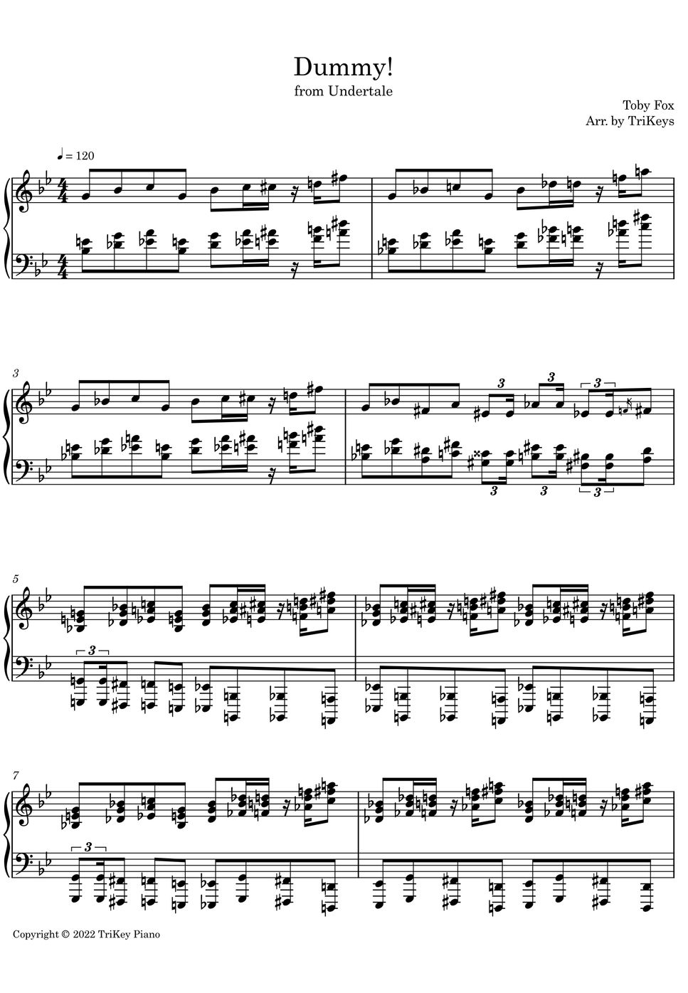 Dummy! - Undertale Sheet by Trikey Piano