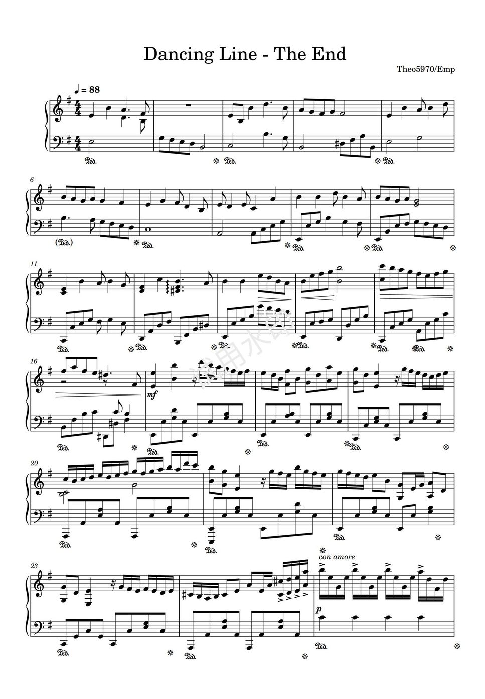 Official Soundtrack - Dancing Line — The End Piano Sheet Music PDF ...