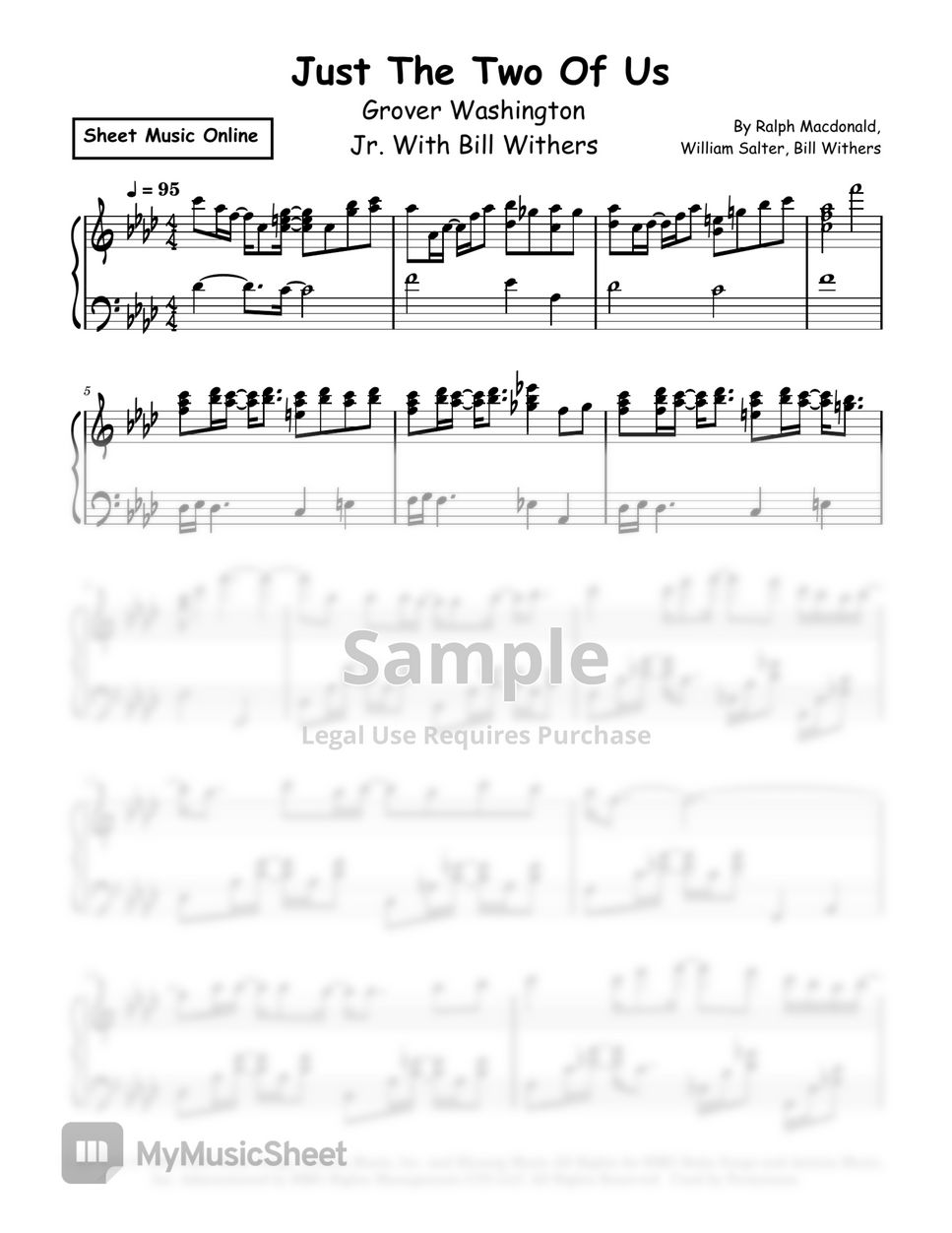 Grover Washington Jr. (feat. Bill Withers) - Just the Two of Us Lembar Musik by Piano Go Life