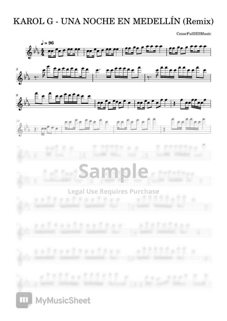 KAROL G - UNA NOCHE EN MEDELLÍN (Remix) Sheets