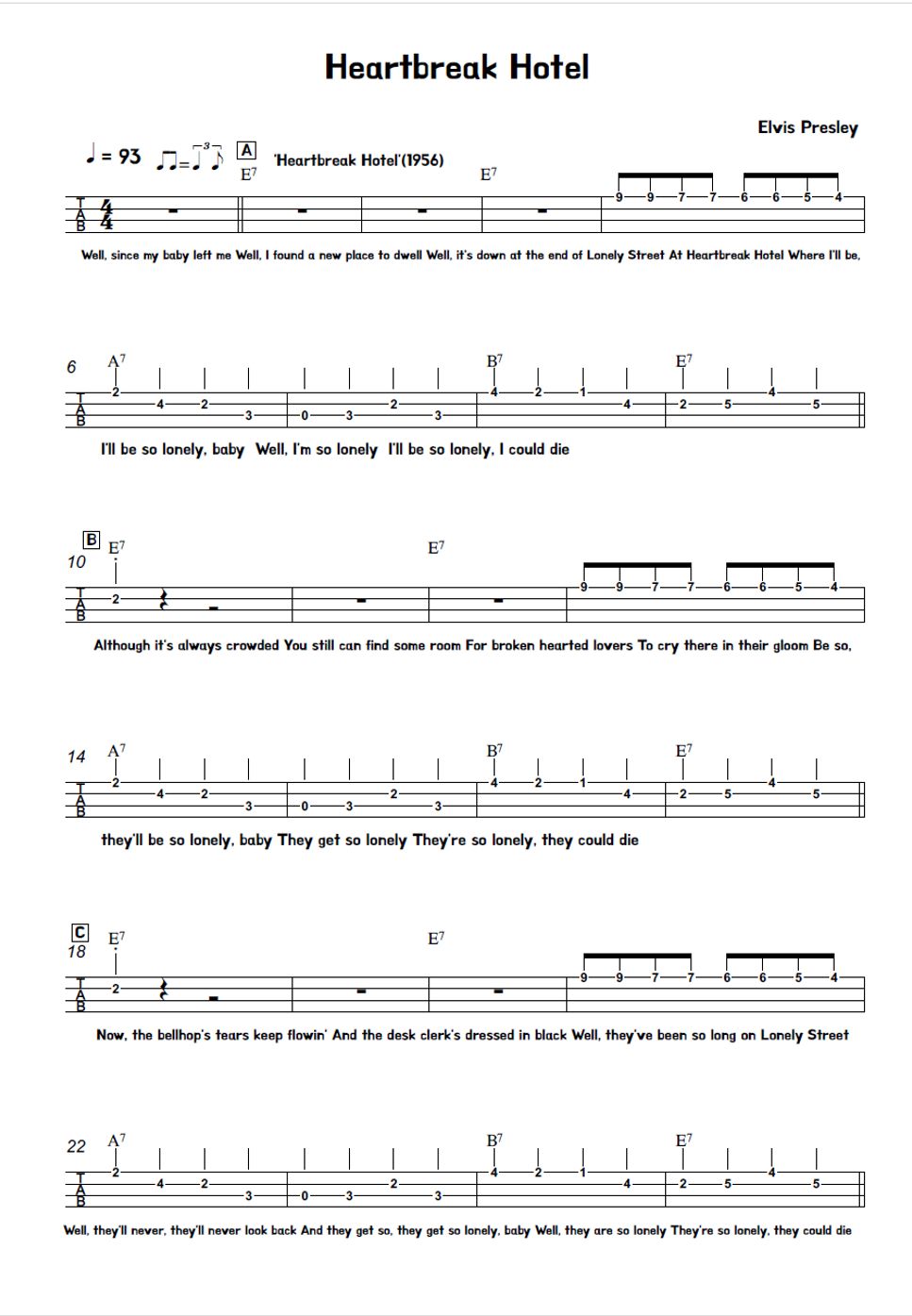 Elvis Presley - Heartbreak Hotel Sheets by 김미(Kimme)