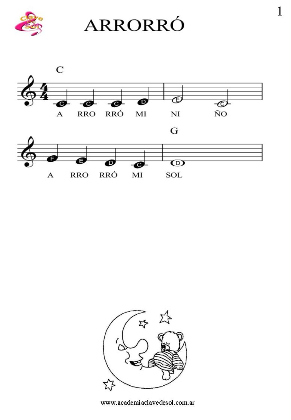 ARRORRÓ MI NIÑO (Facilitado con letras en las notas de la melodia ...