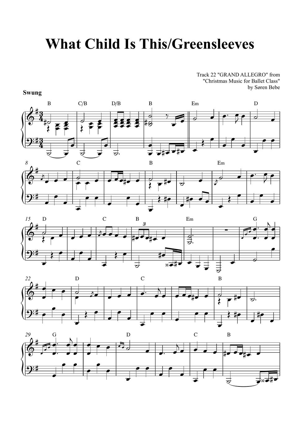 Greensleeves/What Child is This - Solo Piano (Jazz style) Lembar Musik ...