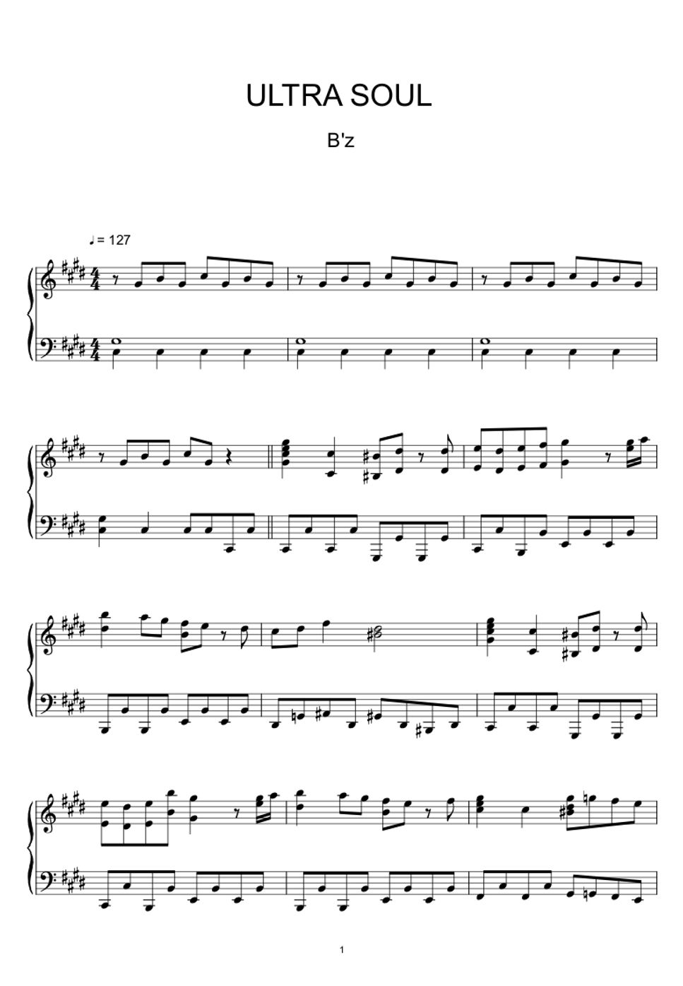 B'z - ultra soul (Sheet Music, MIDI,) 악보 by sayu
