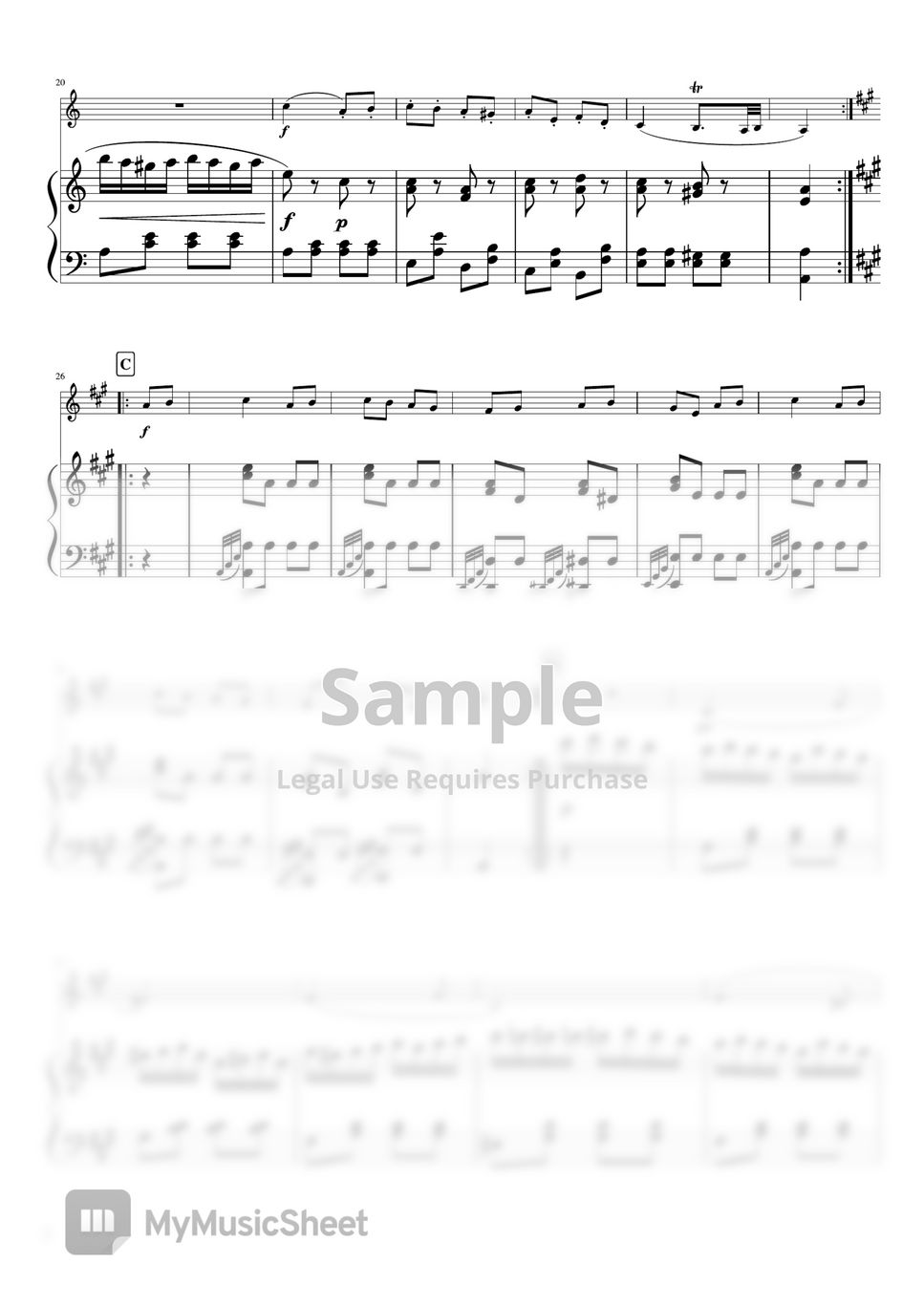 W.A.Mozart - TrukishMarch"Sonate Ador K.331" (Piano&Violin) 楽譜 by pfkaori