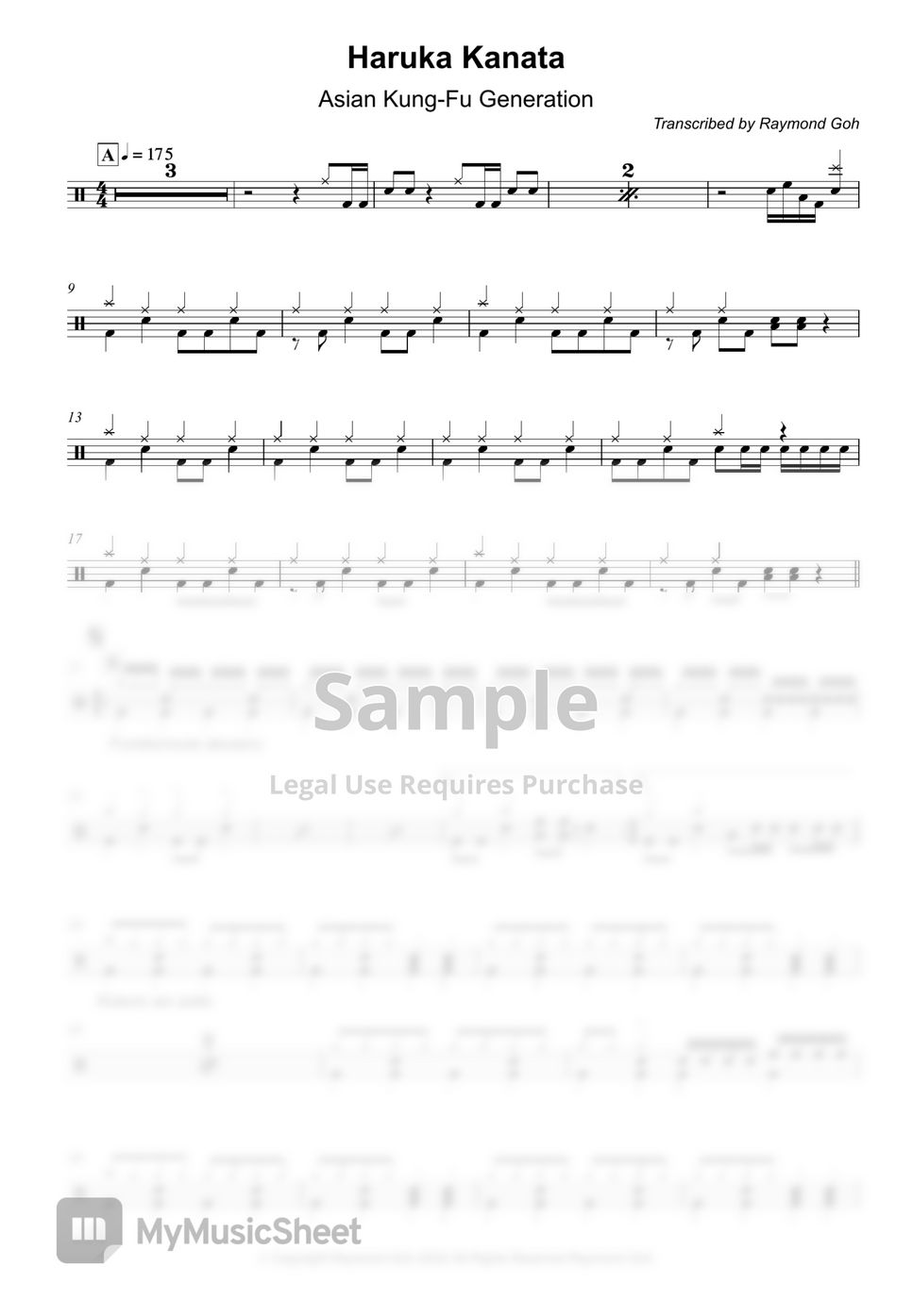 Asian Kung-Fu Generation - Haruka Kanata (Naruto OP2) 악보 by Raymond Goh
