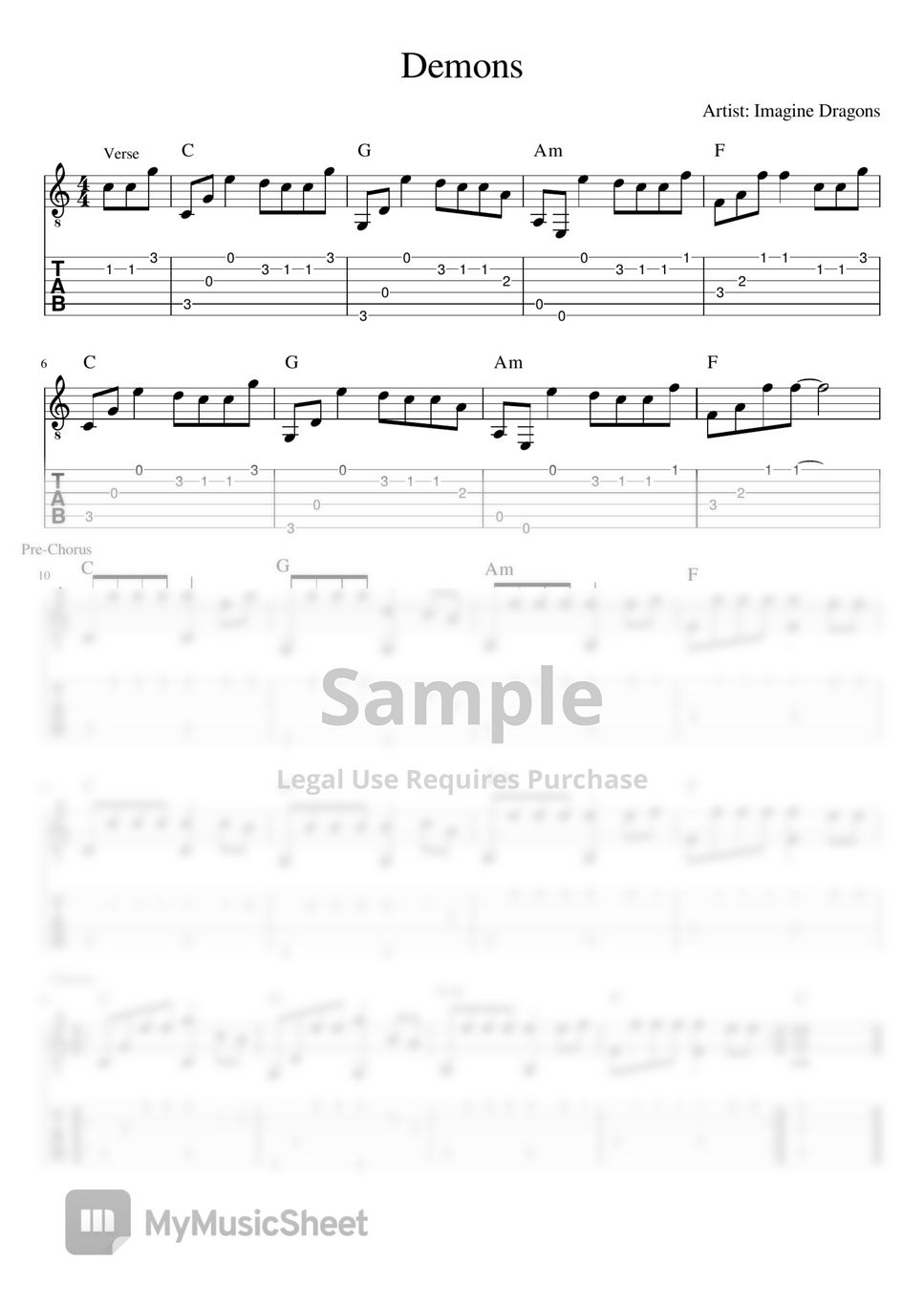 Imagine Dragons - Demons TAB