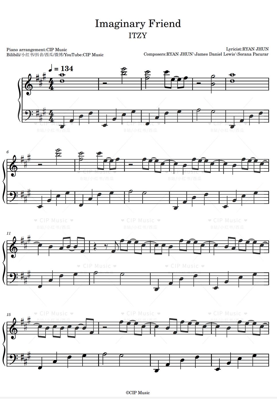 ITZY - Imaginary Friend Sheets by CIP Music