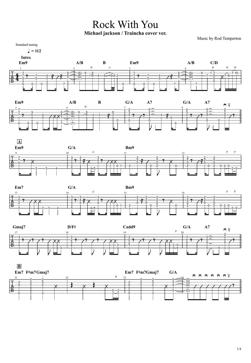 Michael Joseph Jackson - Rock With You (A.guitar (Traincha cover ver ...