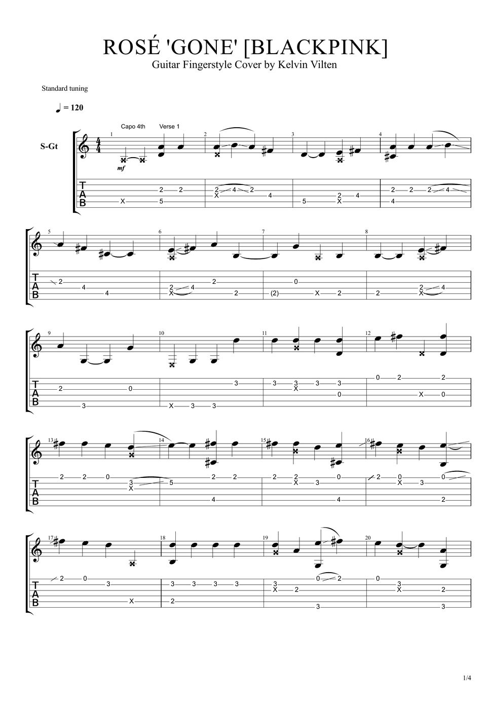 ROSÉ - GONE TAB by Kelvin Vilten