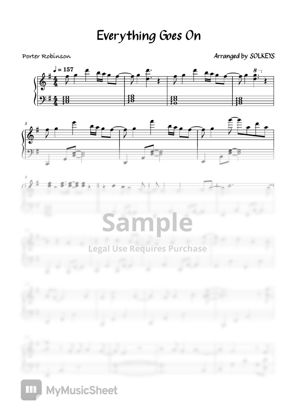 Porter Robinson - Everything Goes On 曲谱 by SolKeys