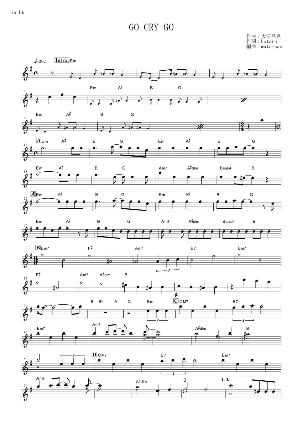 Overlord II - GO CRY GO (in Bb) Sheet by OxT