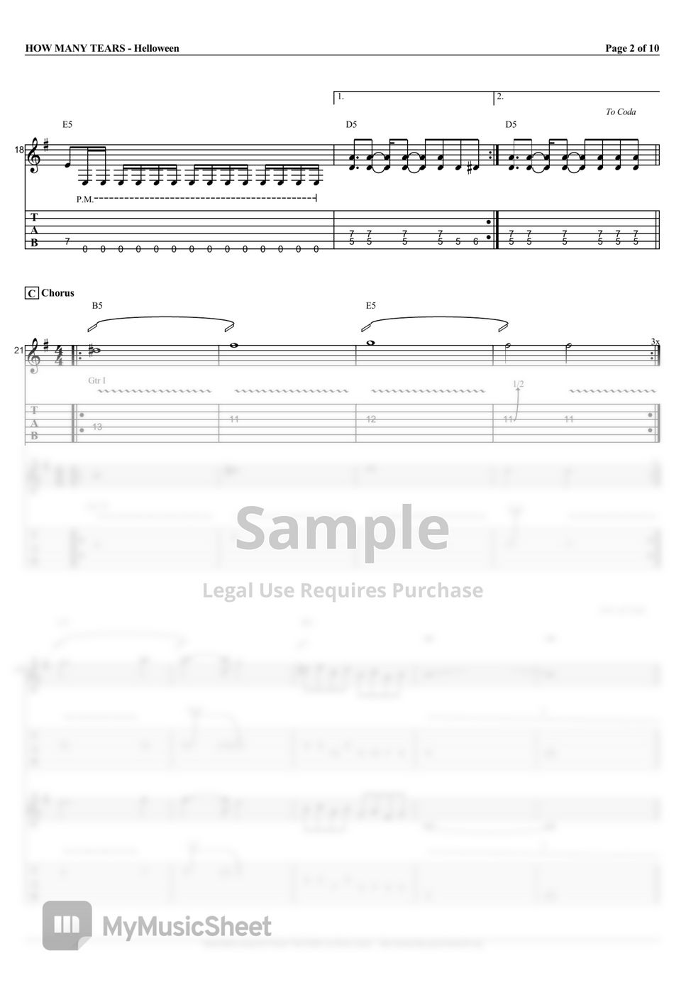 Helloween - How Many Tears TAB