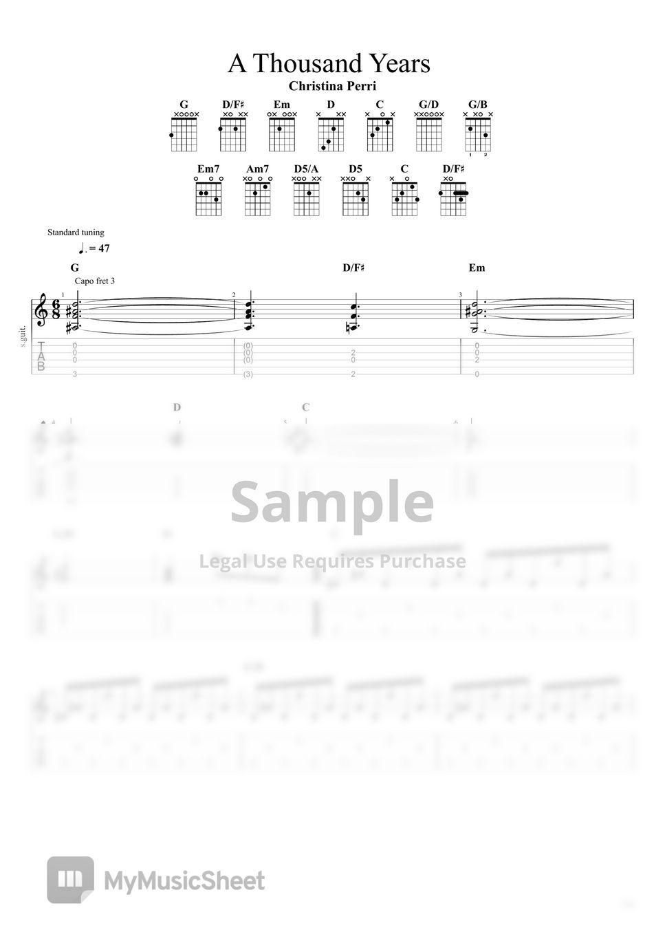Christina Perri - A Thousand Years Sheets by Kwiyong Choi