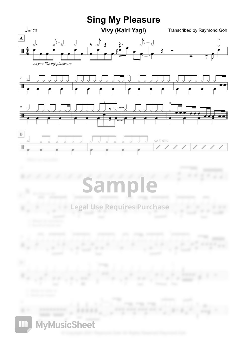 Kairi Yagi - Sing My Pleasure (Vivy: Fluorite Eye's Song) 악보 by Raymond Goh