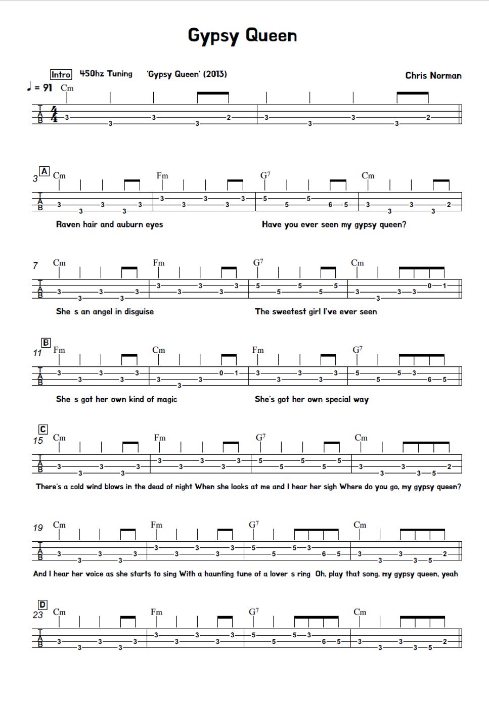 Chris Norman - Gypsy Queen Sheets by 김미(Kimme)