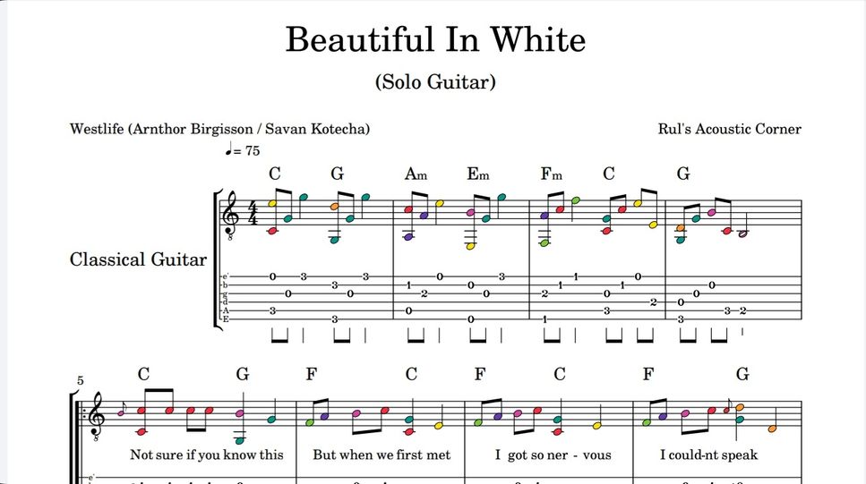 WestLife - Beautiful In White (Instrumental lyrics, chords, tabs ...