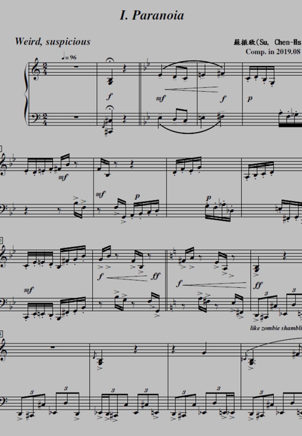 Su, Chen-Hsin - Piano Sonata: Psychiatric Interview (2 movements) Sheets