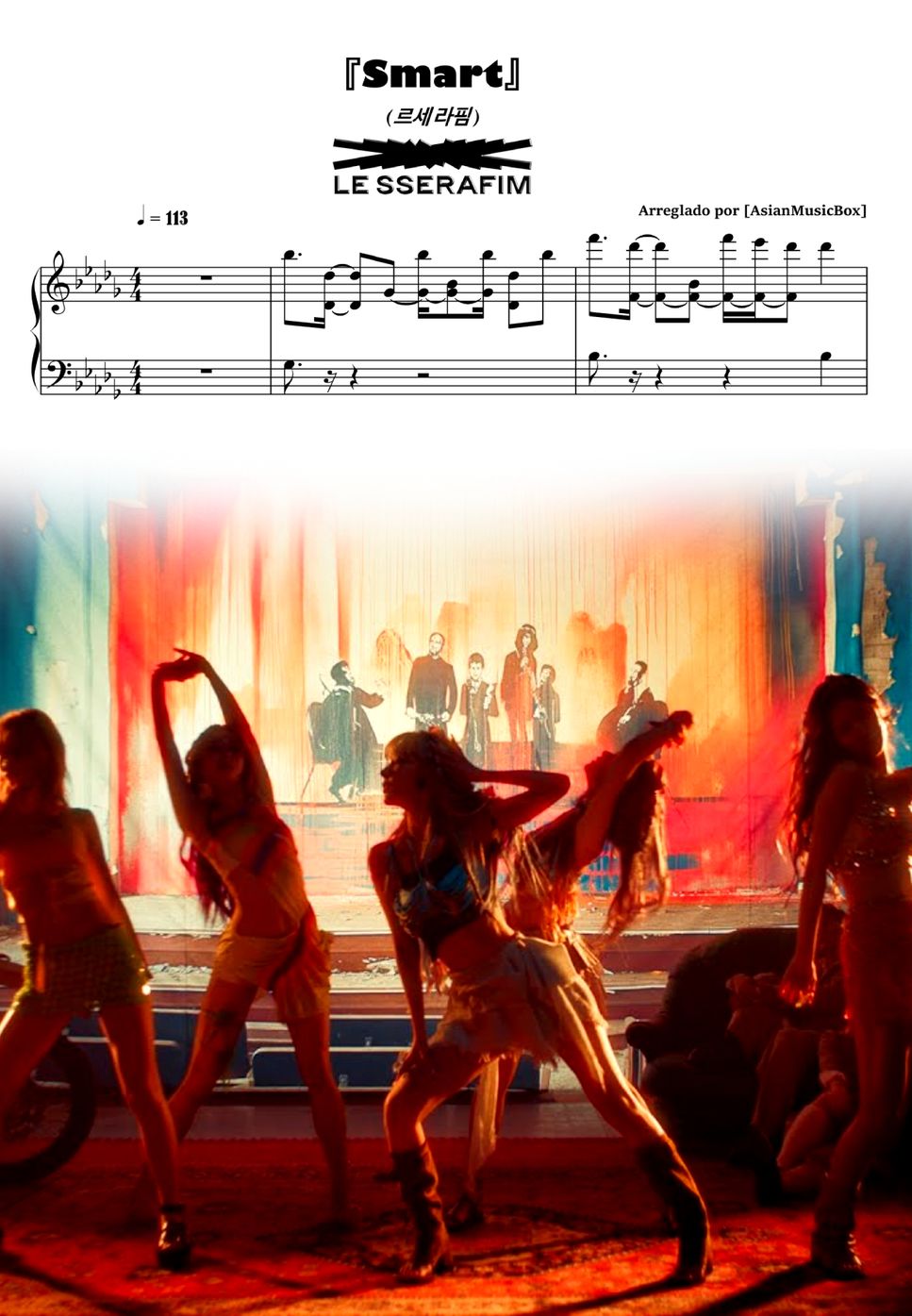 LE SSERAFIM - Smart (Sheet, MIDI, PracticeTrack & WAV) Sheets by AsianMusicBox