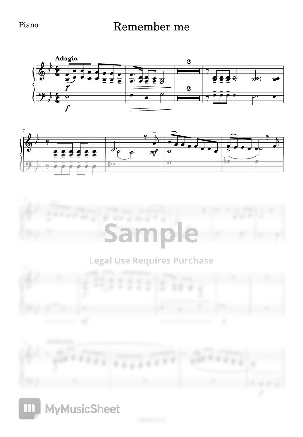 크리스틴 앤더스 로페즈 - Remember me (코코 OST/반주 MR/피아노 악보) Hoja by 심플플루트뮤직