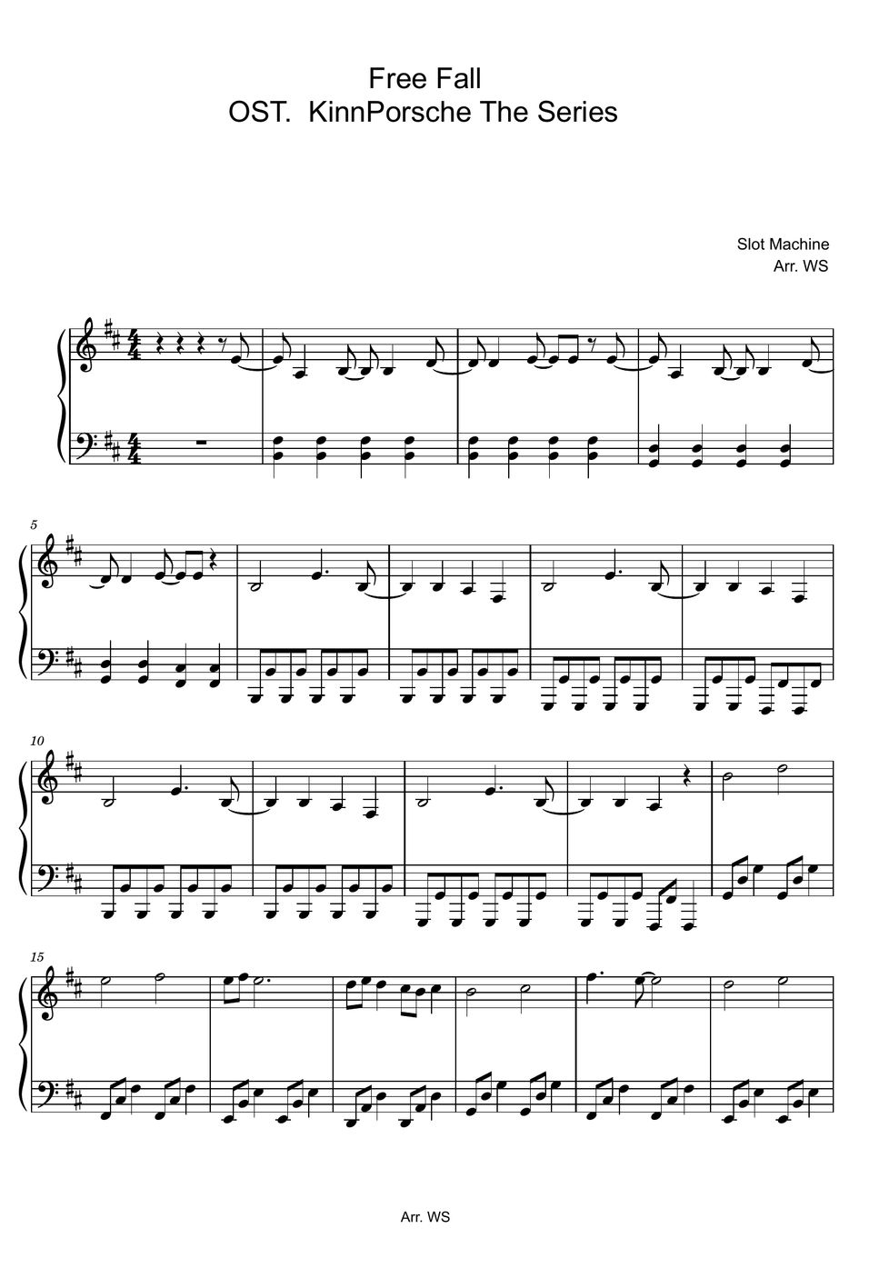 Slot Machine - Free Fall Lembar Musik by WS Piano