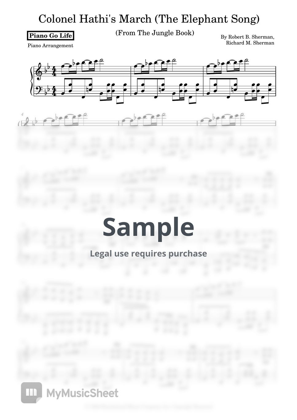 Robert B. Sherman - Colonel Hathi's March (The Jungle Book) Sheets by ...