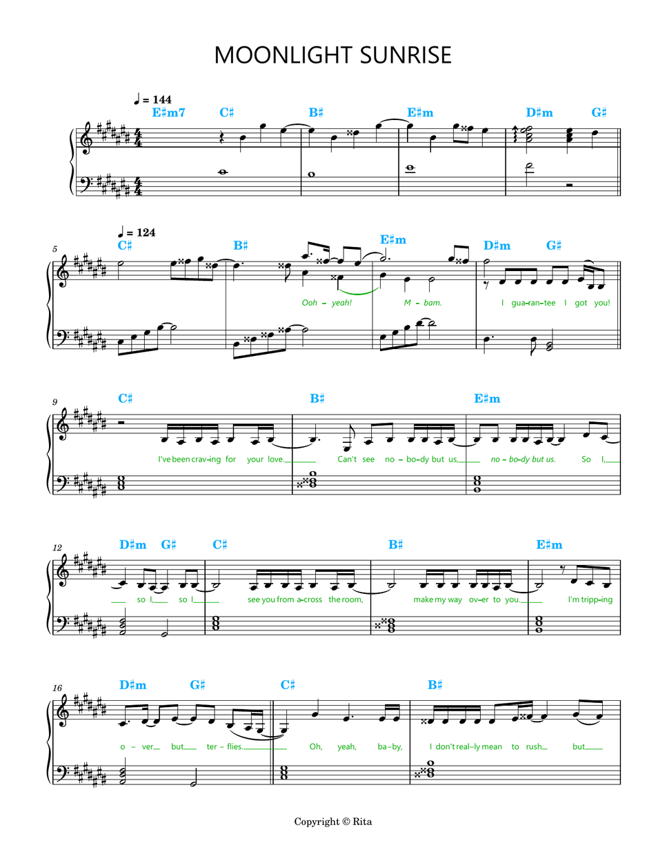 TWICE - Moonlight Sunrise (kor rom) Sheet Music by Rita B