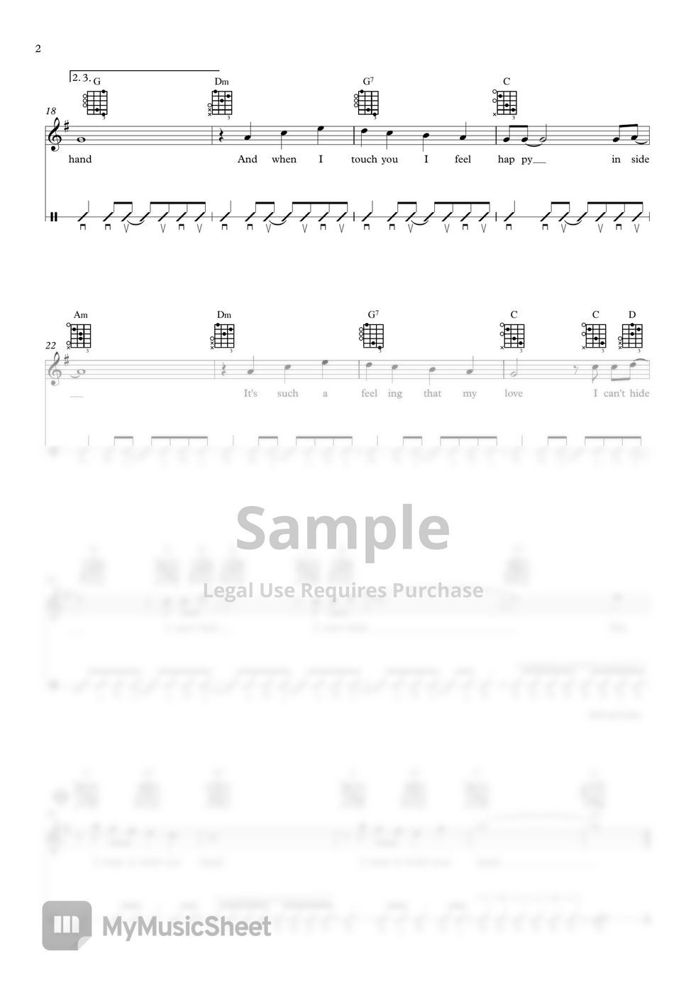 The Beatles I Want To Hold Your Hand Guitar Cover Lesson Sheet