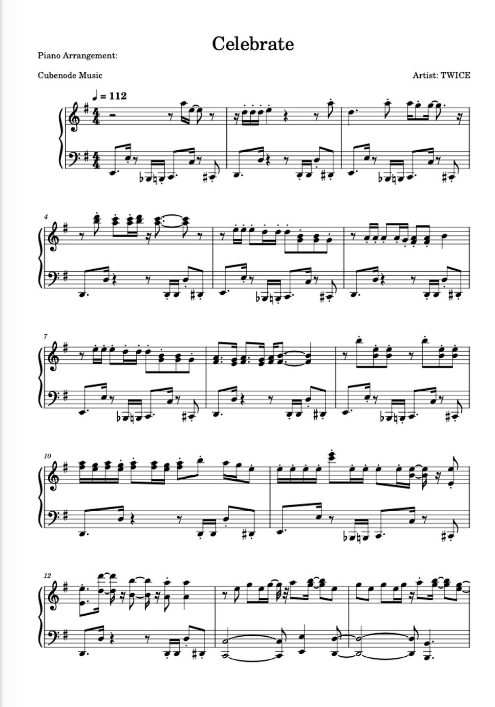 Twice - Celebrate Spartito by Cubenode Music